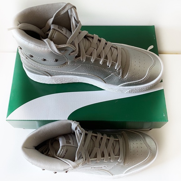 Puma | Shoes | Puma Ralph Sampson High Rise Silver Lthr Sneaker | Poshmark